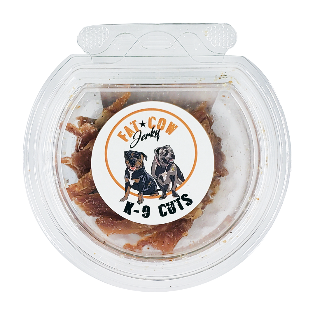 1.5oz Chicken K-9 Cuts Cup | Fat Cow Jerky: Udderly Perfect Jerky